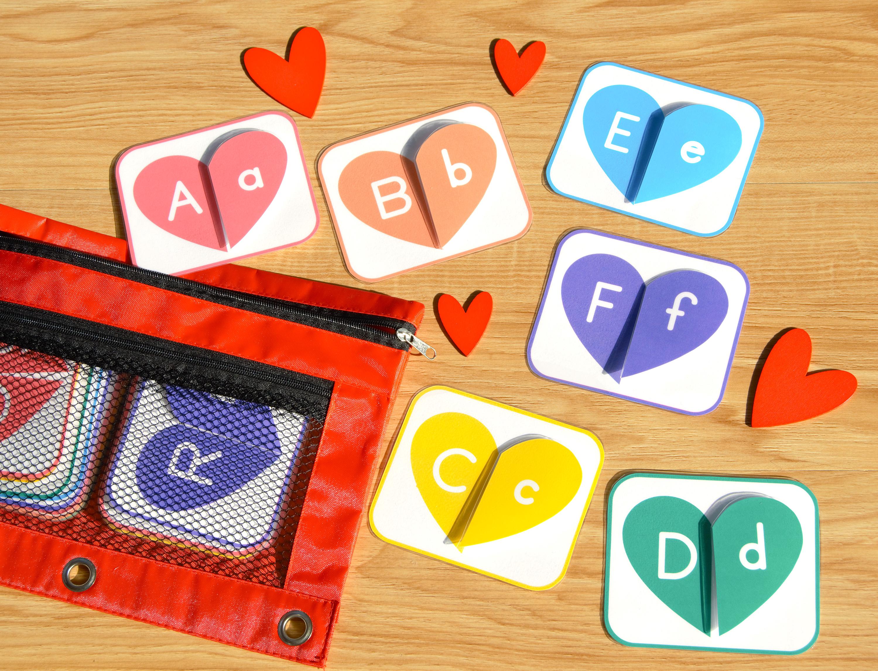 Hearts Uppercase Lowercase Alphabet Matching Cards Preschool Valentine ...