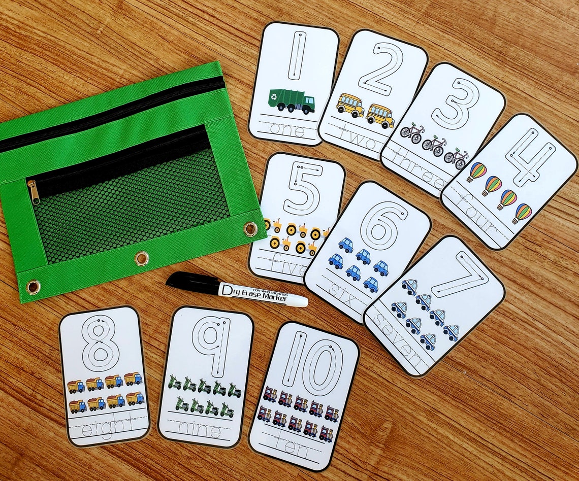 Count and Trace Number Cards | Etsy