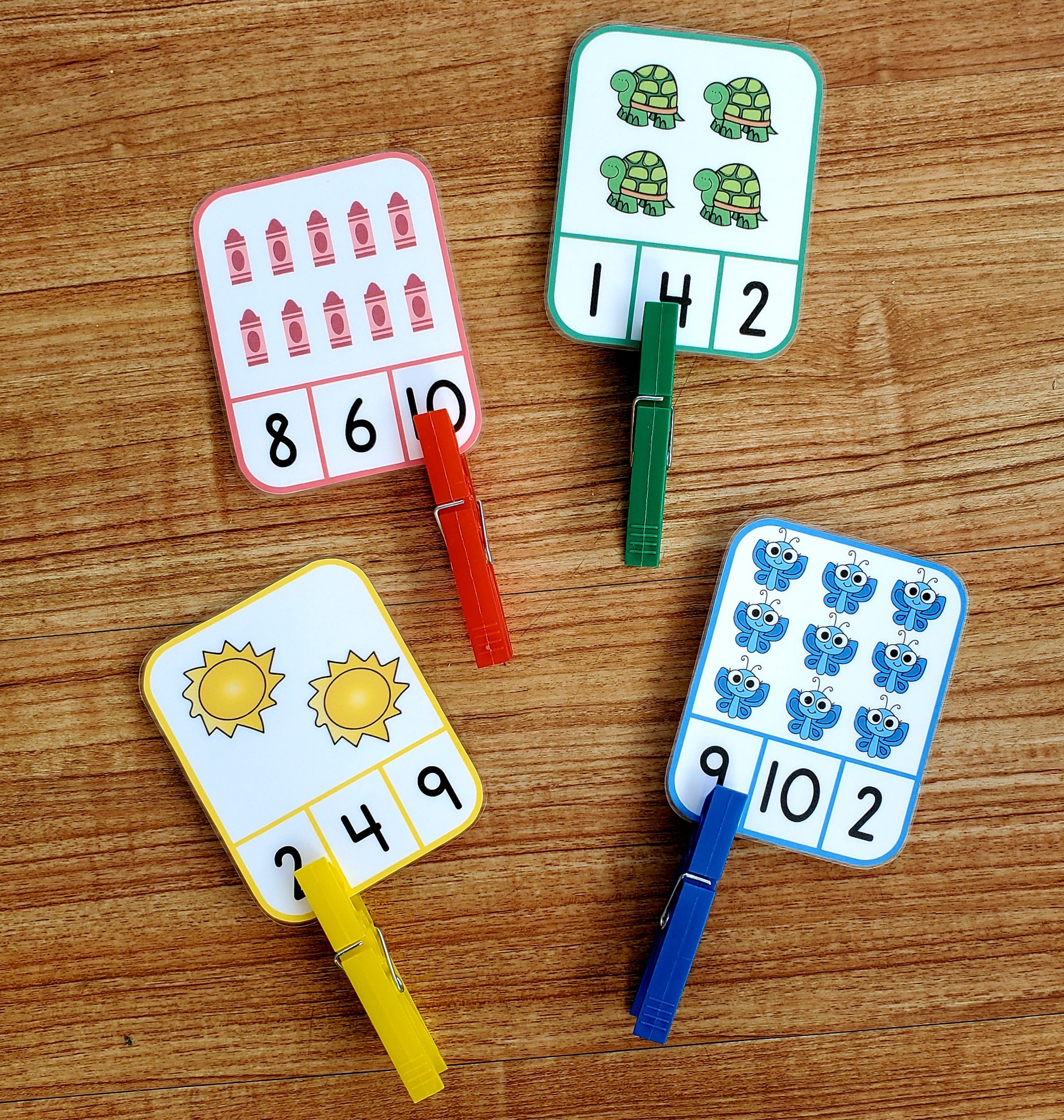 Colorful Counting Clip Cards - Etsy
