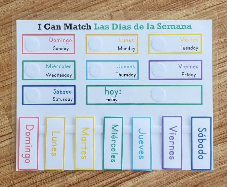 Spanish/English Days of the Week and Months of the Year | Etsy