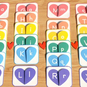 Hearts Uppercase Lowercase Alphabet Matching Cards Preschool Valentine ...