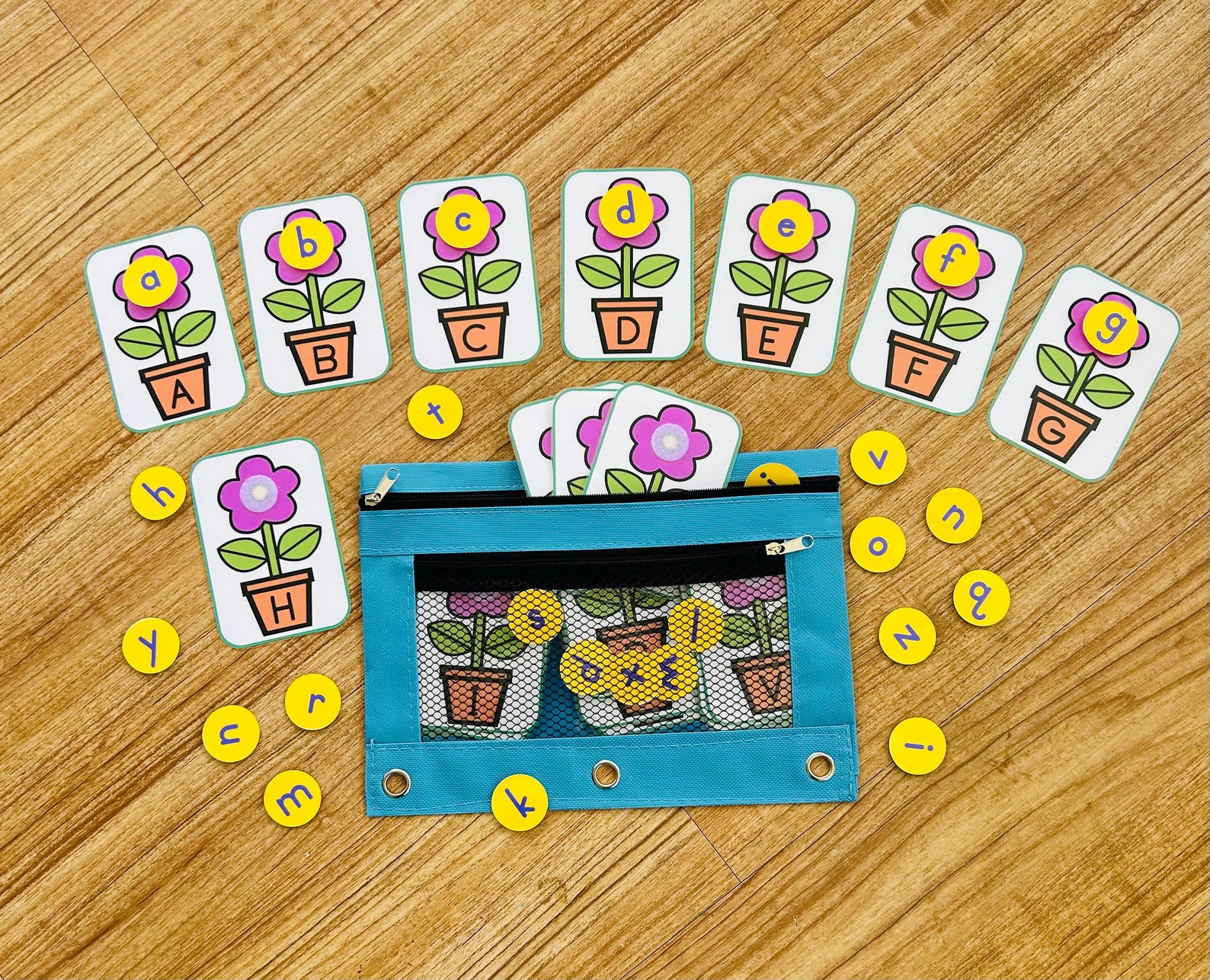 Alphabet Uppercase Lowercase Flower Matching Cards for Toddler ...