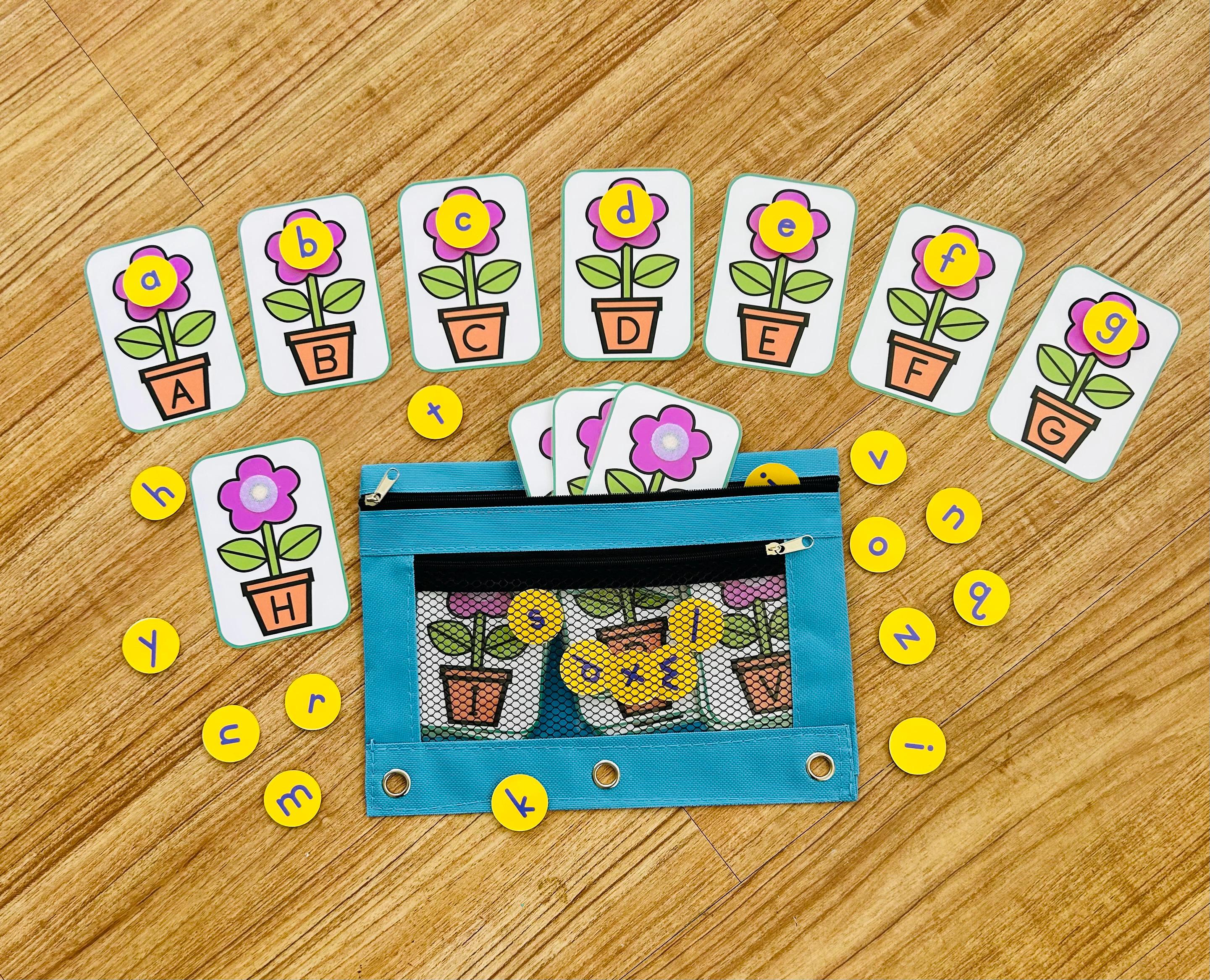 Alphabet Uppercase Lowercase Flower Matching Cards for Toddler ...