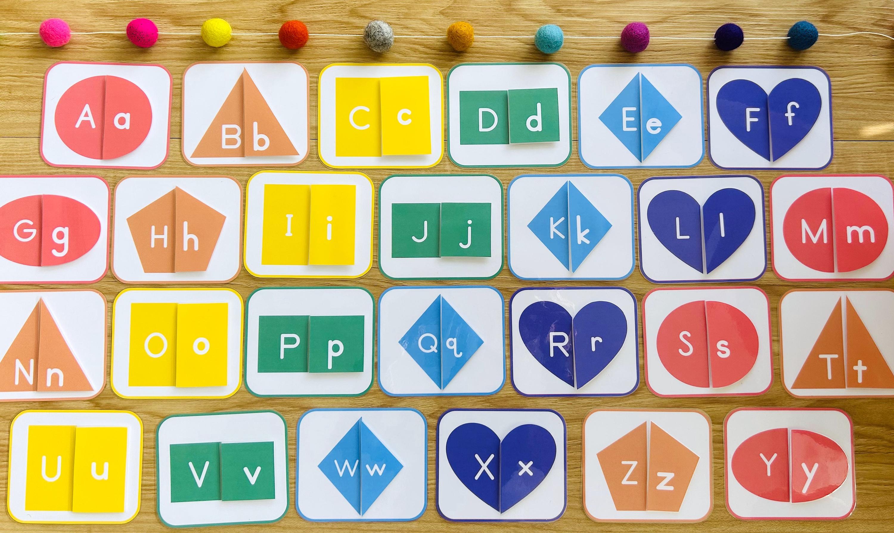Uppercase Lowercase Alphabet and Shape Matching Cards - Etsy