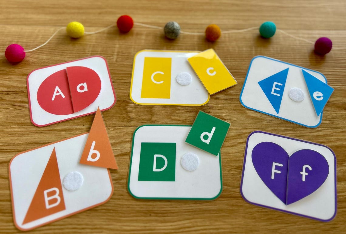 Uppercase Lowercase Alphabet and Shape Matching Cards - Etsy