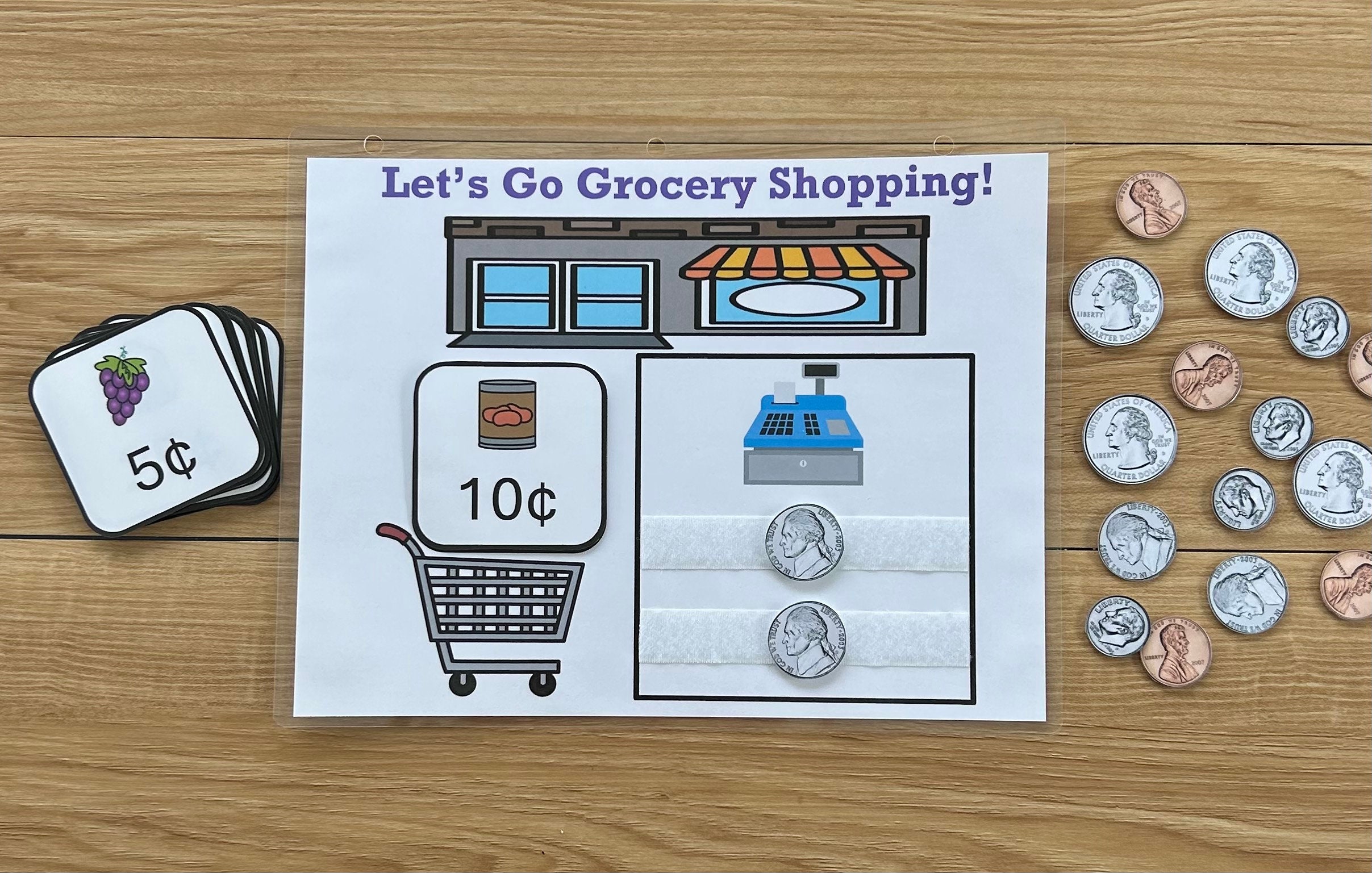 Let’s Go Grocery Shopping- Coin Learning Coin Practice Activity Ages 4 ...