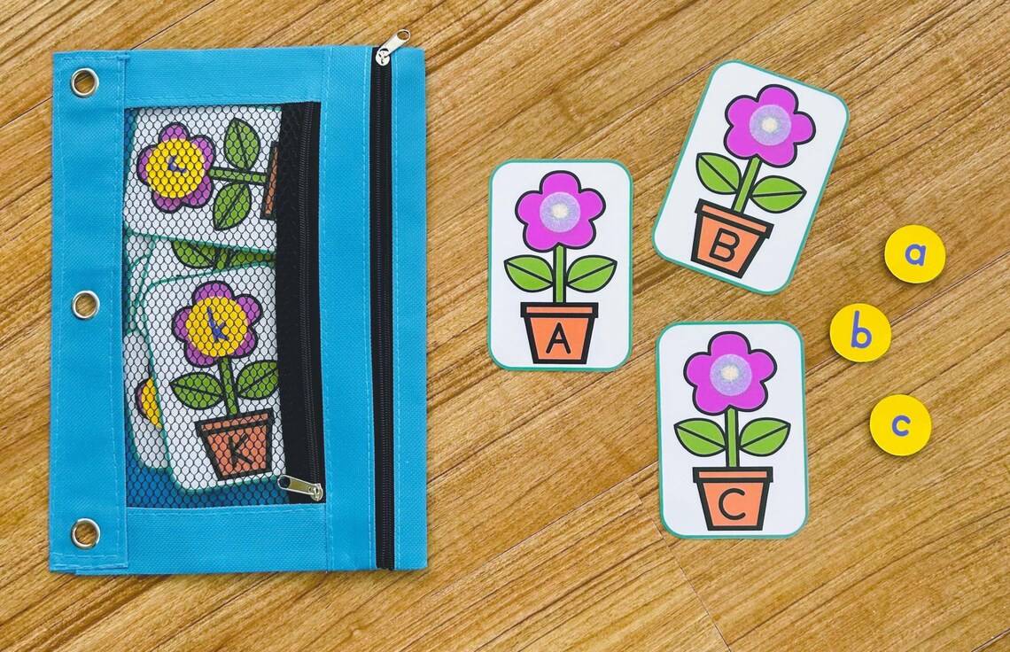Alphabet Uppercase Lowercase Flower Matching Cards for Toddler ...