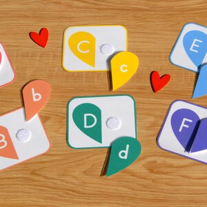 Hearts Uppercase Lowercase Alphabet Matching Cards Preschool Valentine ...