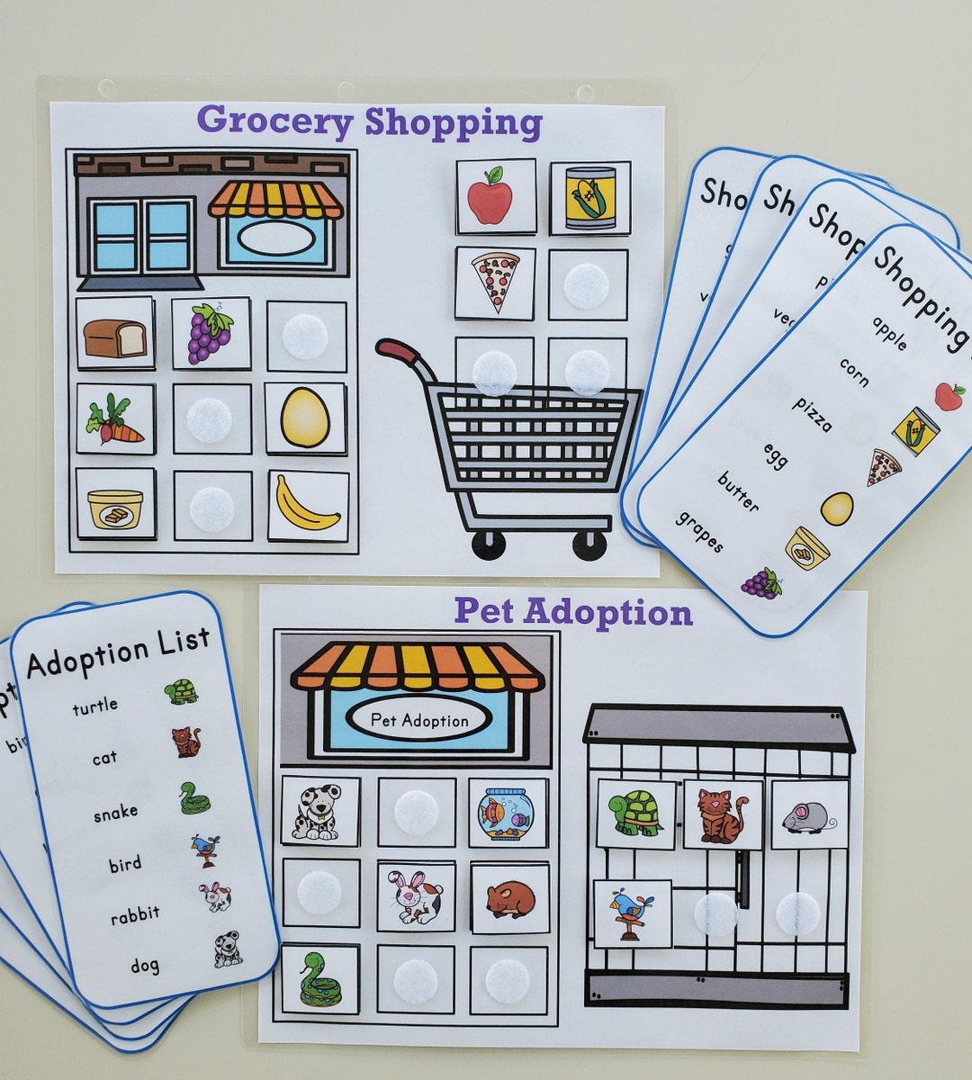 Preschool Pre- Kindergarten Matching Game Bundle: Pretend Play Shopping ...