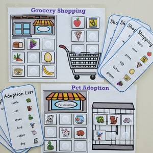 Preschool Pre- Kindergarten Matching Game Bundle: Pretend Play Shopping ...