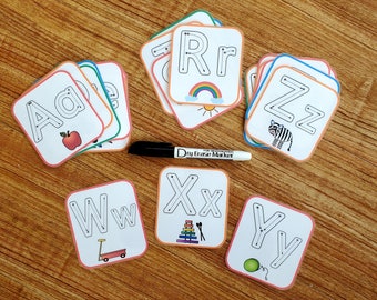 Alphabet Letter Tracing Pages and Cards for Early Learning - Etsy