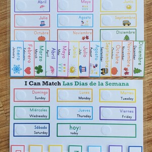Spanish/english Days of the Week and Months of the Year Learning Bundle ...