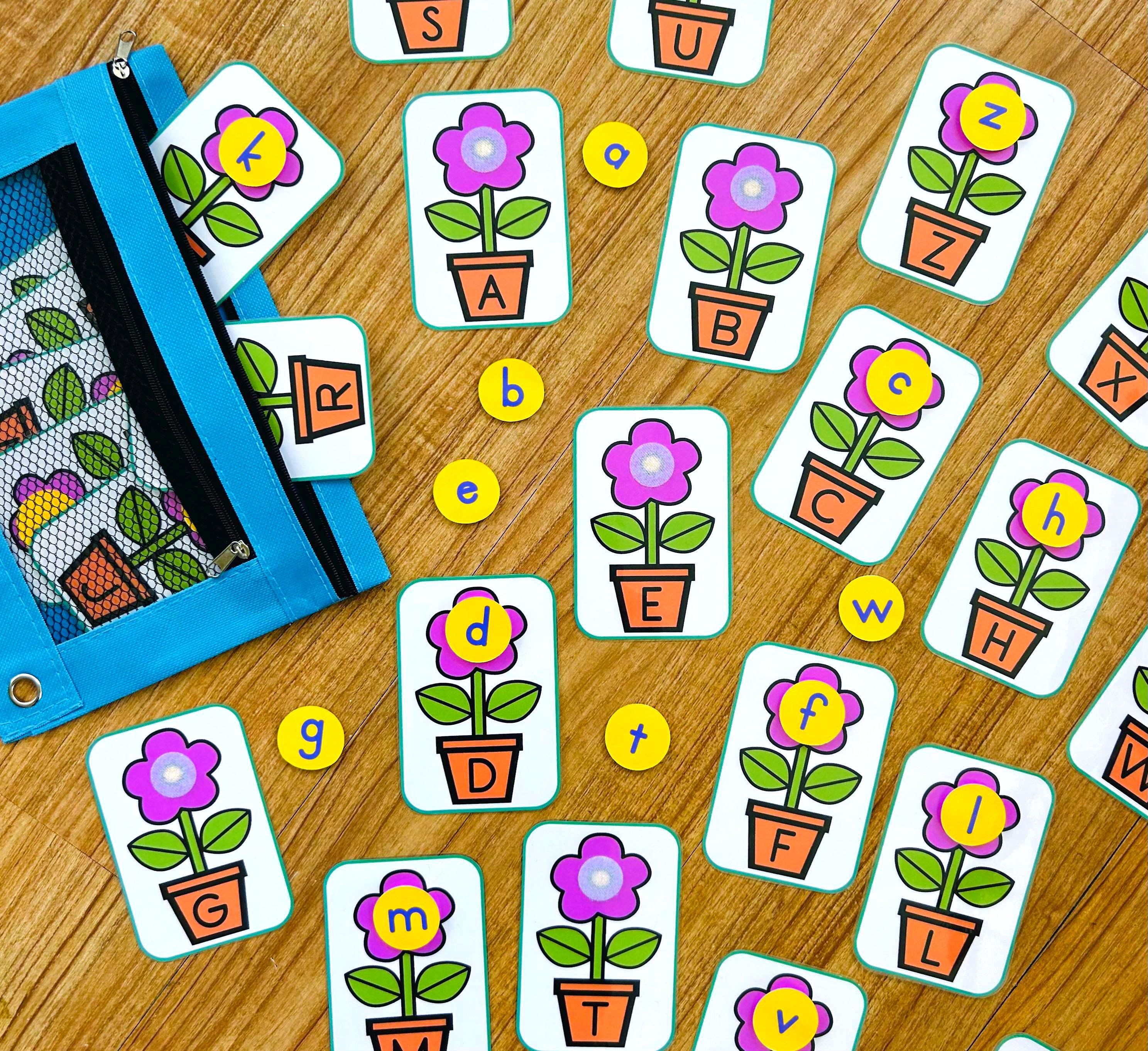 Alphabet Uppercase Lowercase Flower Matching Cards for Toddler ...