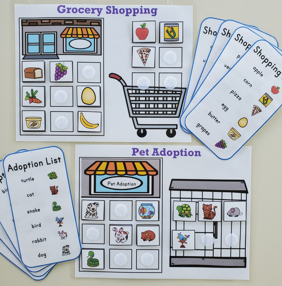 Preschool Pre- Kindergarten Matching Game Bundle: Pretend Play Shopping ...