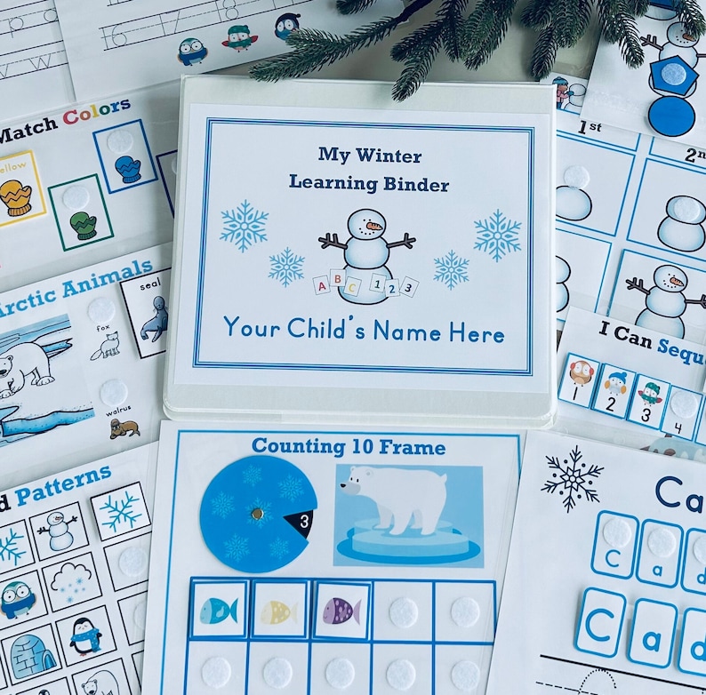 Preschool Learning Binder Ages 3-5 Winter Theme - Etsy