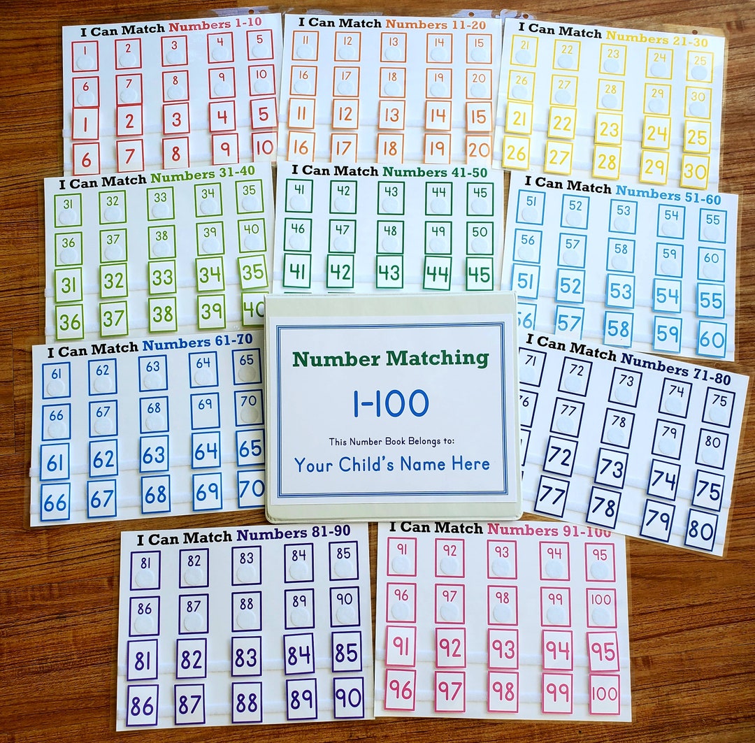 Number Practice Matching 1-100 - Etsy
