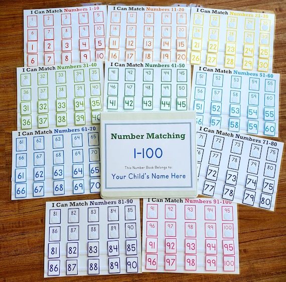 Number Practice Matching 1-100 - Etsy