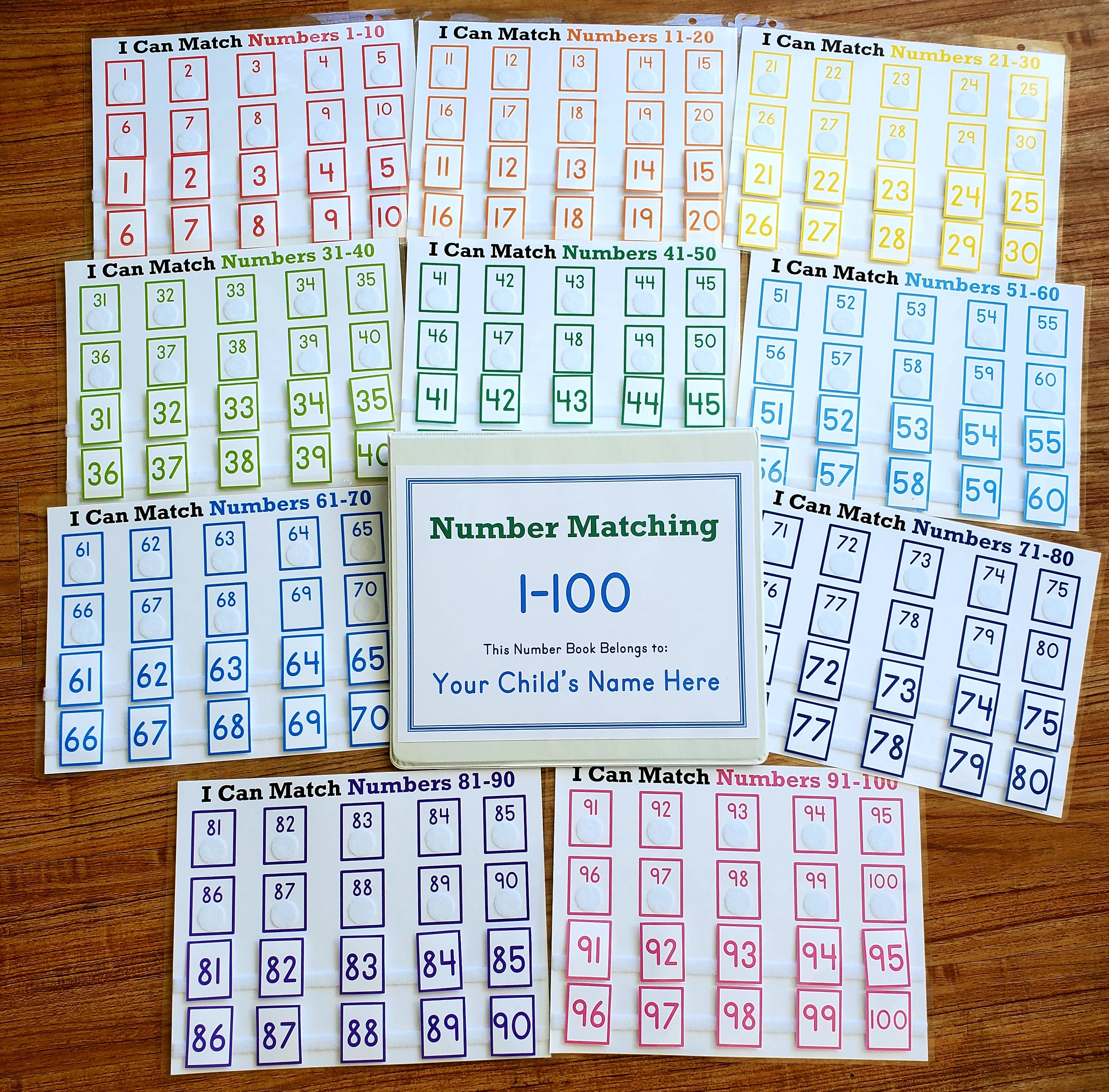 Number Practice Matching 1-100 - Etsy