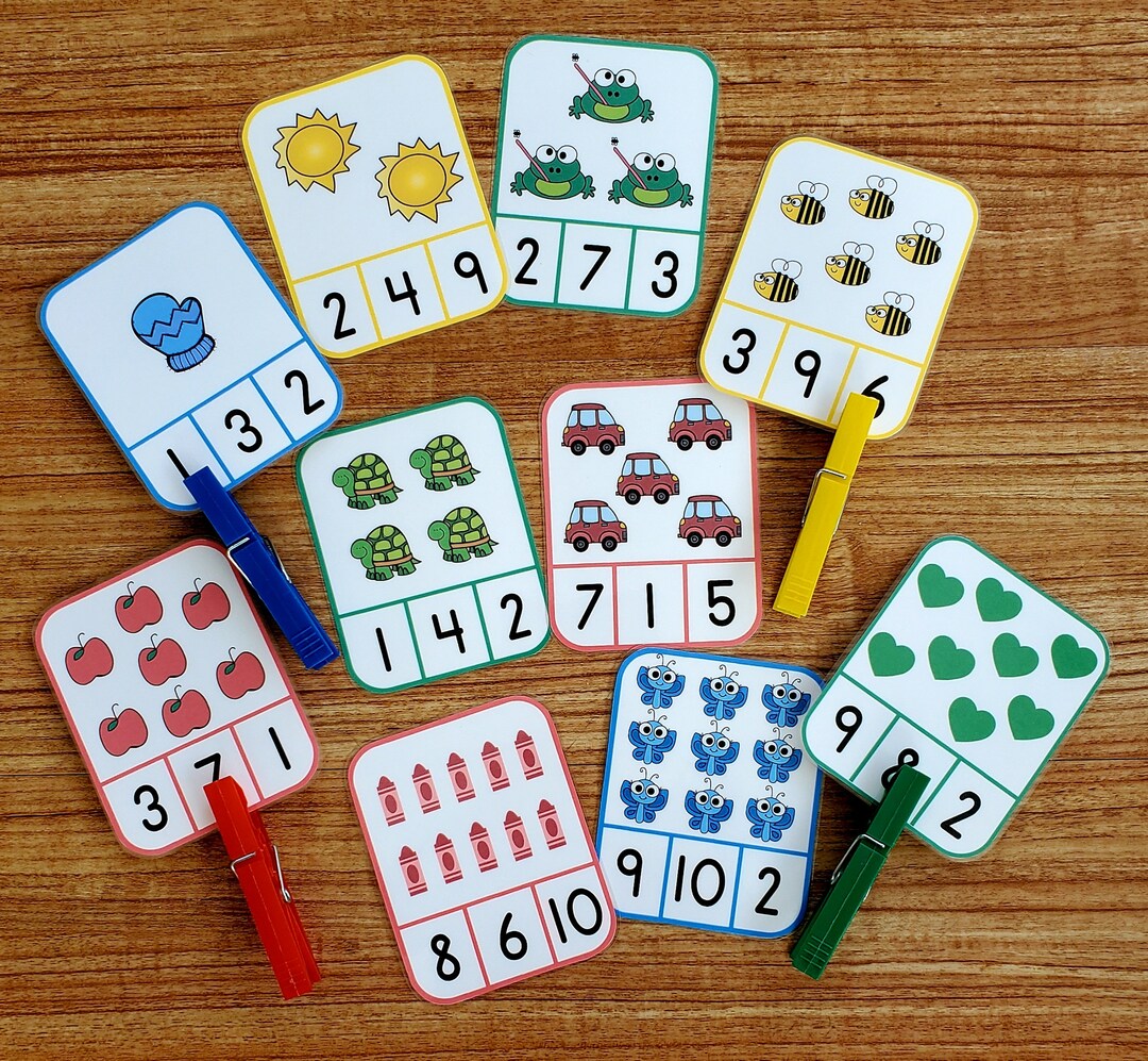 Colorful Counting Clip Cards - Etsy