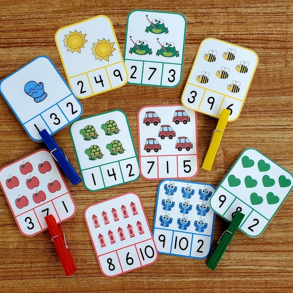 Count and Clip Cards - Etsy