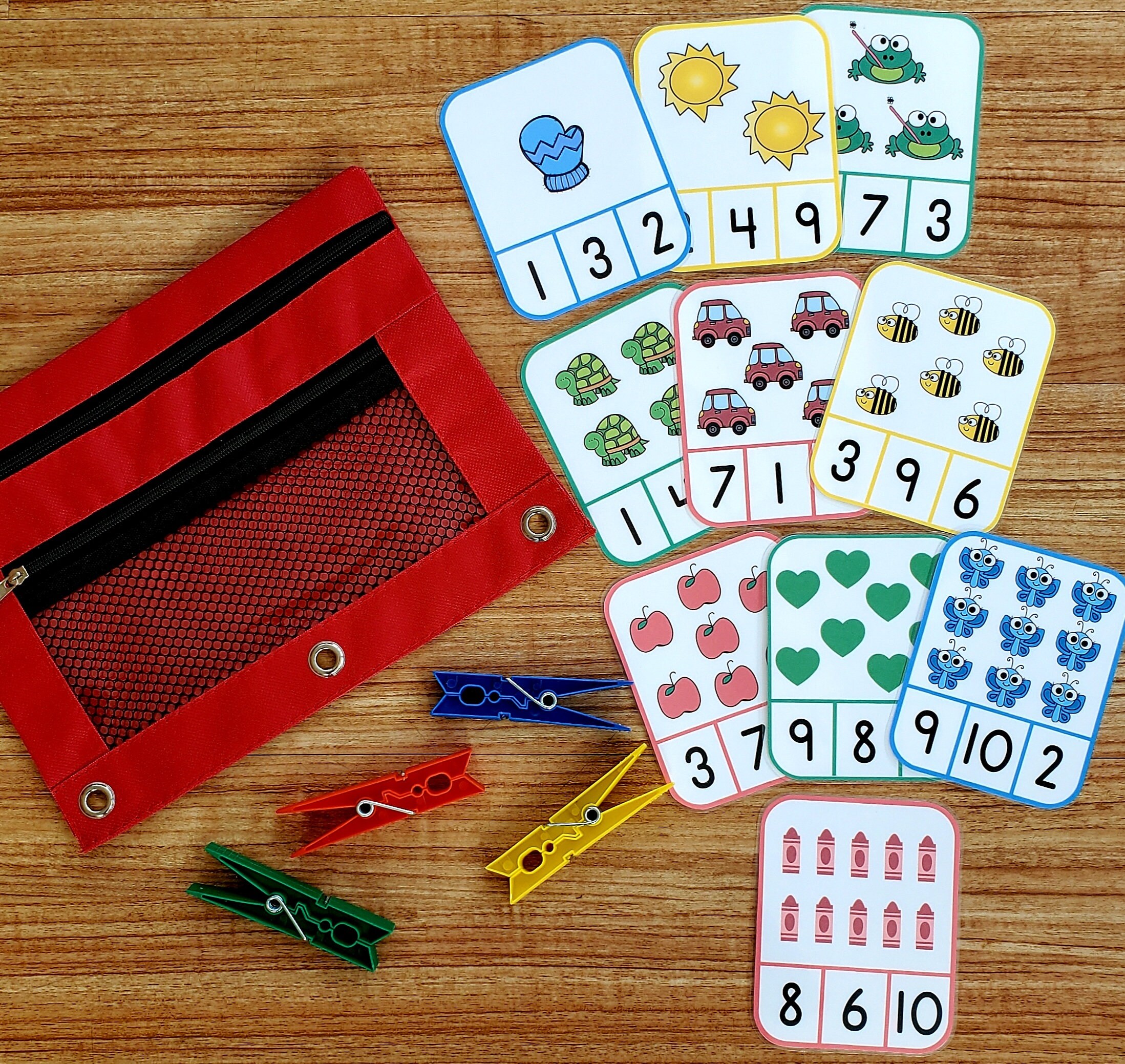 Colorful Counting Clip Cards - Etsy