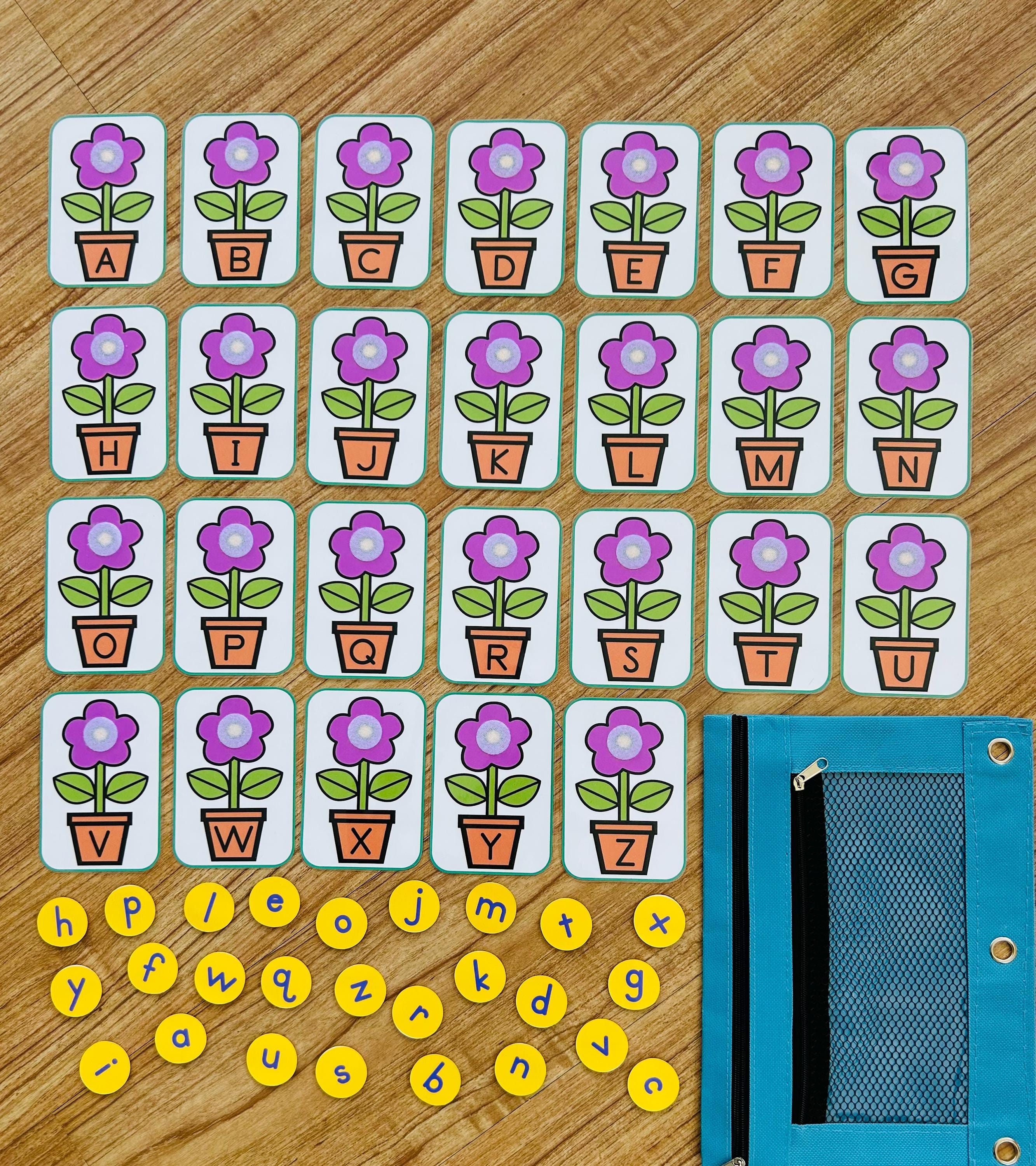 Alphabet Uppercase Lowercase Flower Matching Cards for Toddler ...