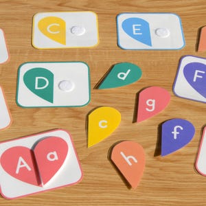 Hearts Uppercase Lowercase Alphabet Matching Cards Preschool Valentine ...