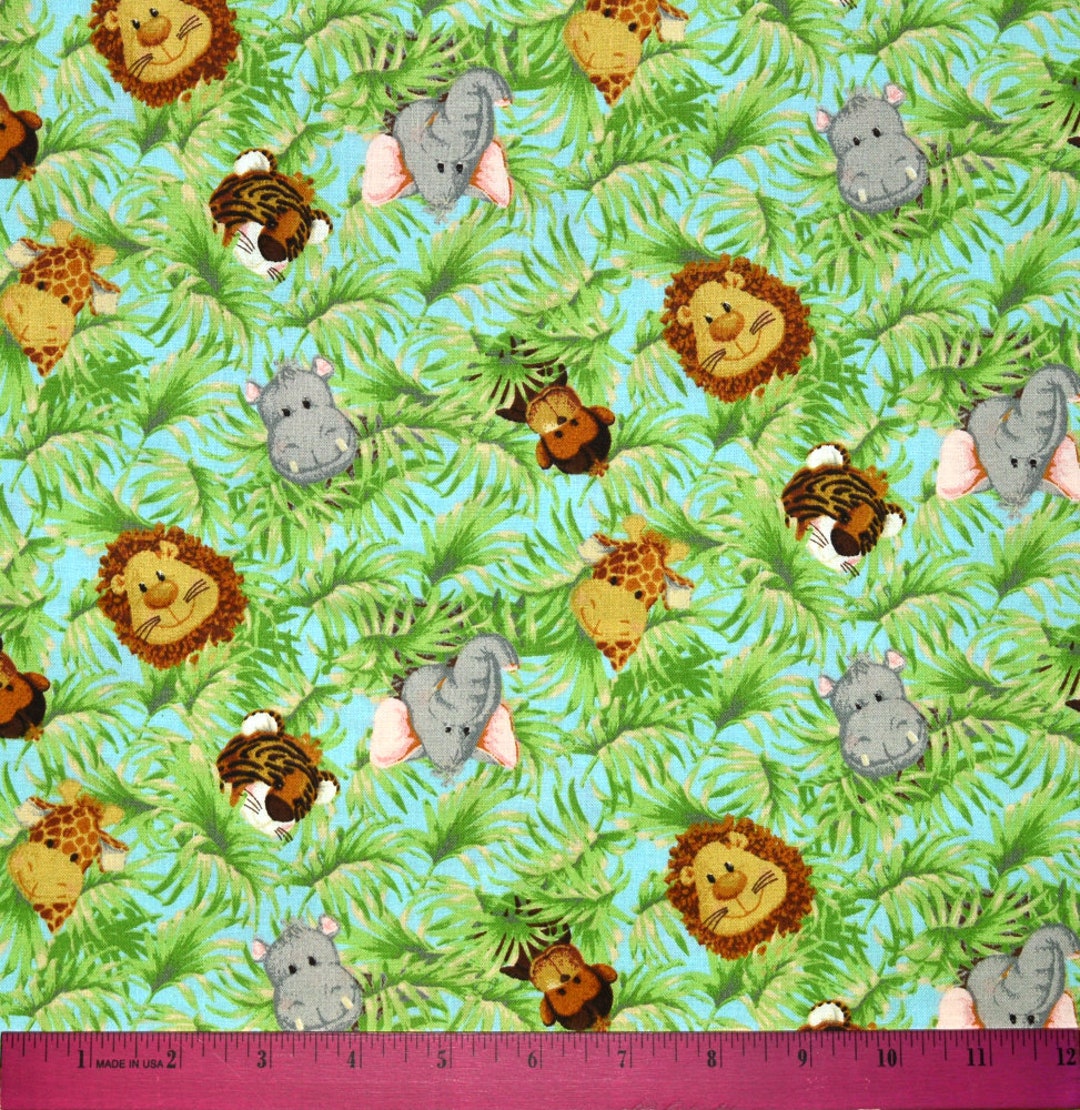 Flannel!! JUNGLE BABIES FABRIC | Sold by the Half Yard! Continuous Cut ...