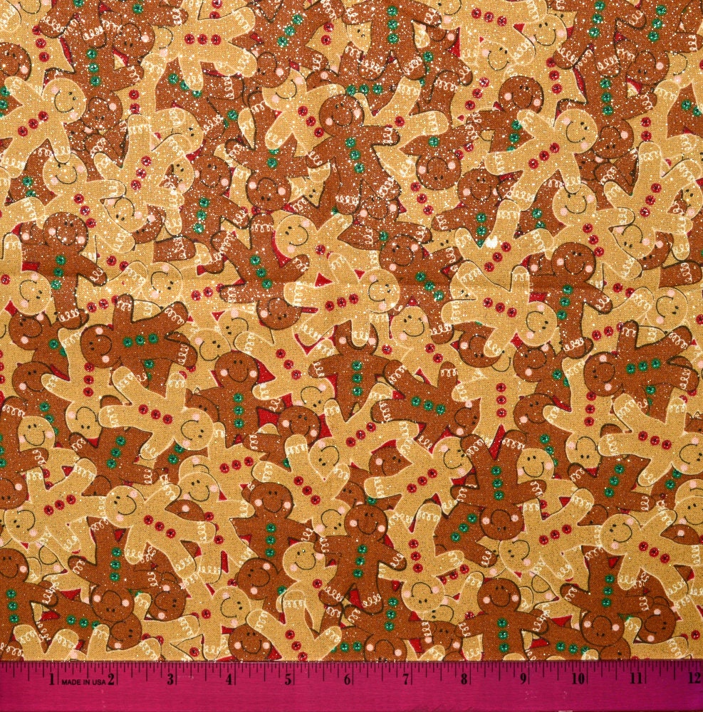 GINGERBREAD MAN FABRIC | Sparkles! | Sold by the Half Yard ...