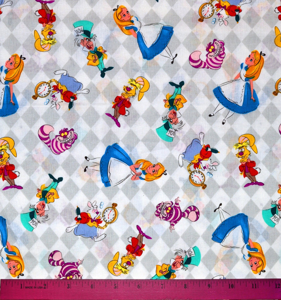 ALICE in WONDERLAND FABRIC Sold by the Half Yard Continuous Cut 100% ...