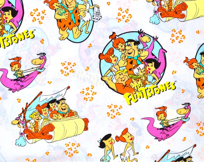 FLINTSTONES WHITE FABRIC | Sold by the Half Yard! | Continuous Cut ...