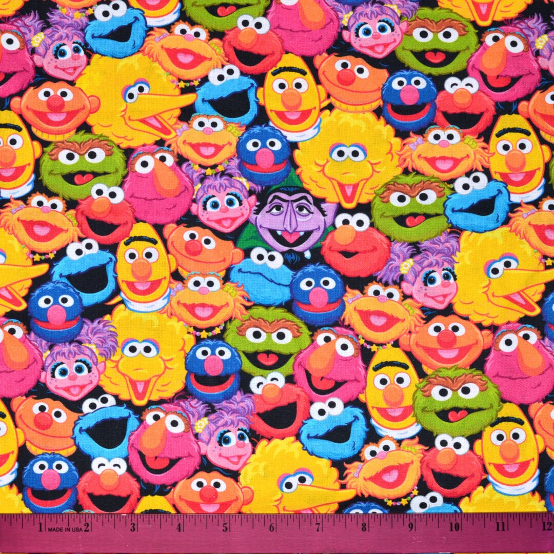 SESAME STREET FABRIC Sold by the Half Yard Continuous Cut 100% Quilting ...