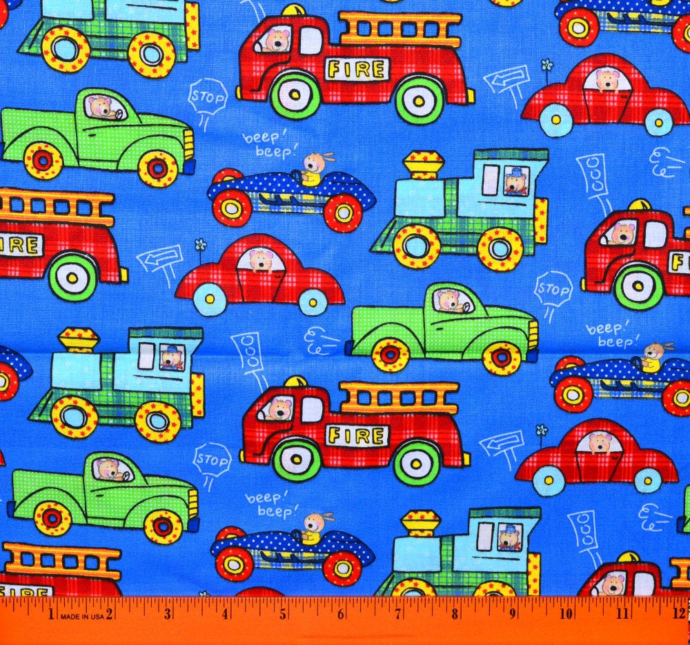Fire Truck Fabric Panel Firefighter Fabric Etsy UK