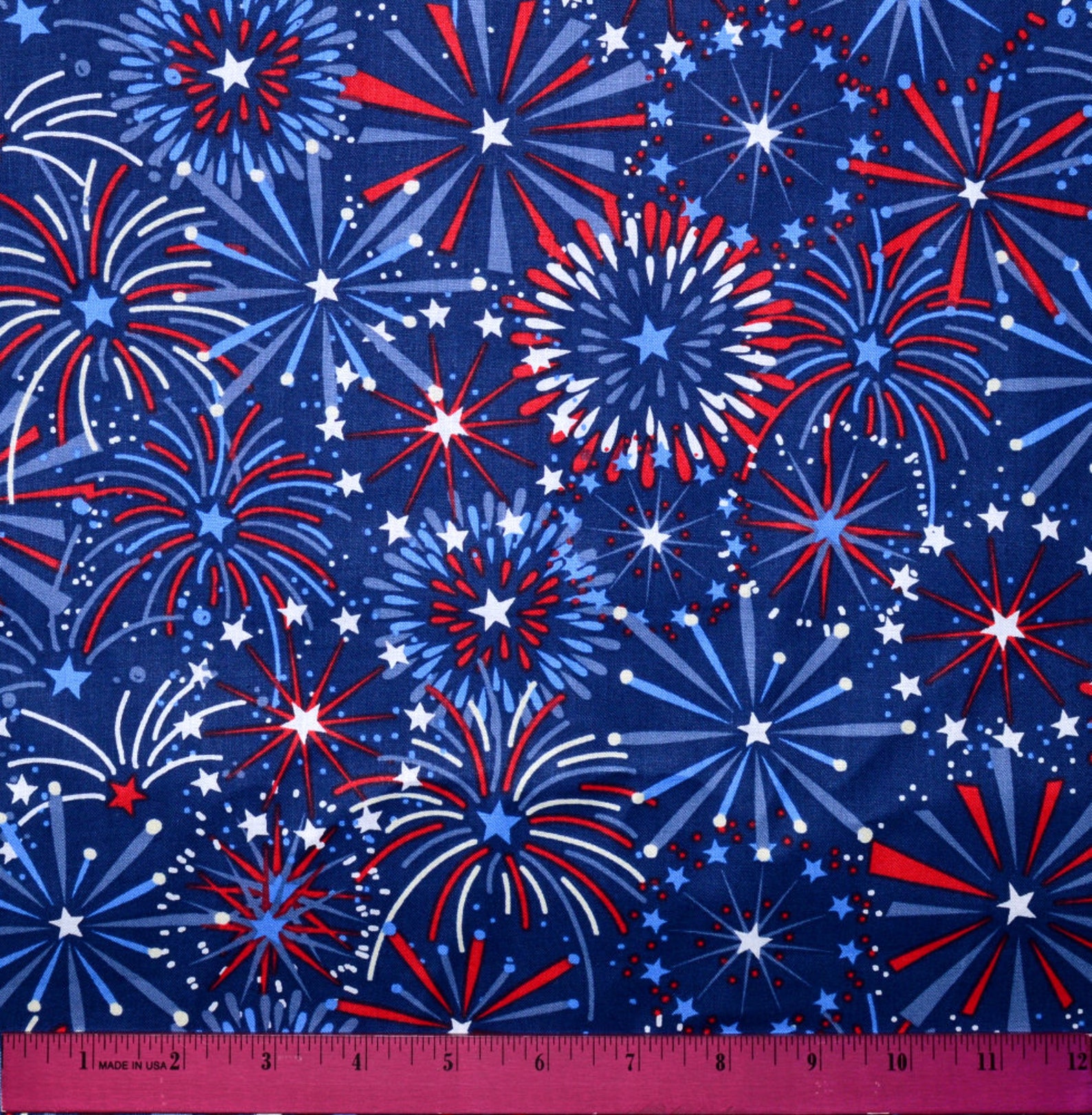 PATRIOTIC FIREWORKS FABRIC | Sold by the Half Yard! | Continuous Cut ...