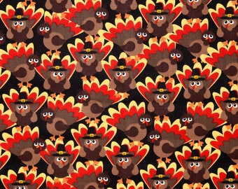 Gobble Turkeys Fabric Gobble Funny Turkey Thanksgiving by Khaus Fall ...