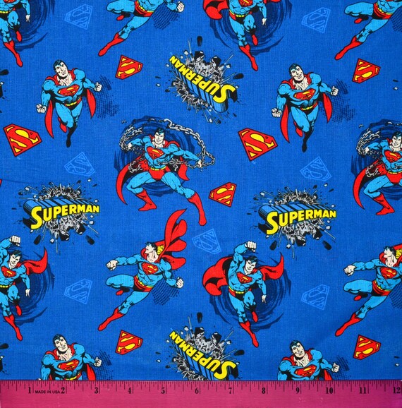 SUPERMAN FABRIC Sold by the Half Yard for Sewing Quilting | Etsy