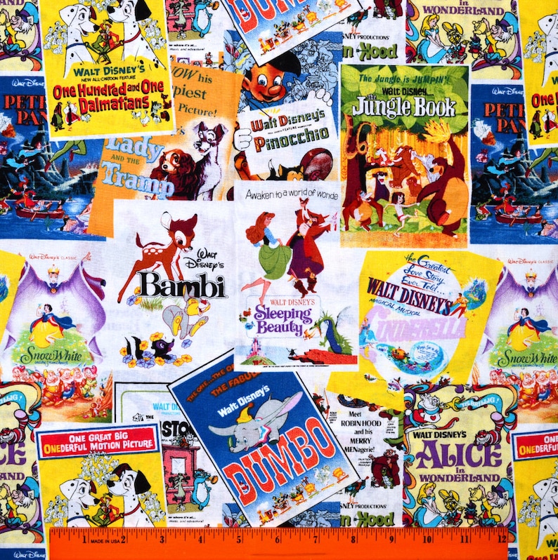 DISNEY MOVIES FABRIC | Sold by the Half Yard! | Continuous Cut! | 100% ...