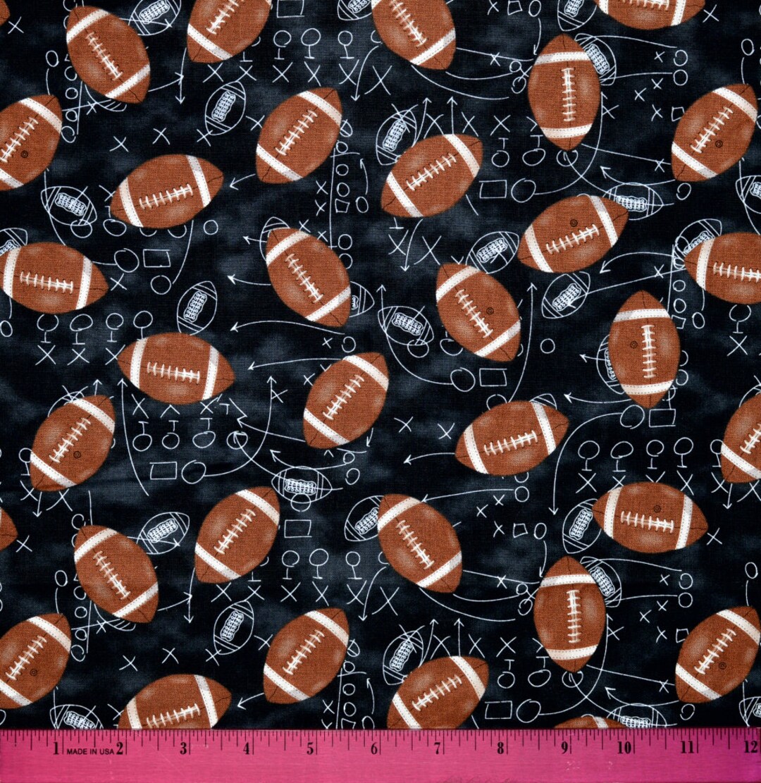 FOOTBALL FABRIC Sold by the Half Yard Continuous Cut 100% Quilting ...