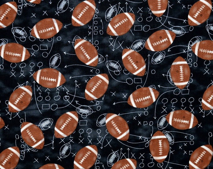 FOOTBALL FABRIC Sold by the Half Yard Continuous Cut 100% Quilting ...