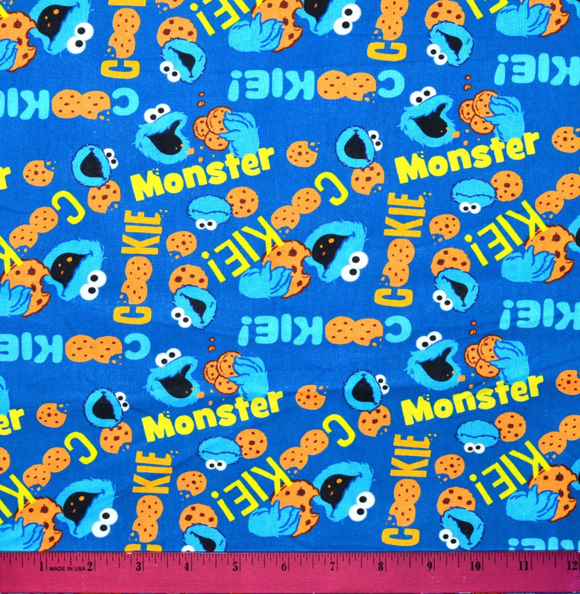 COOKIE MONSTER FABRIC Sold by the Half Yard for Sewing - Etsy