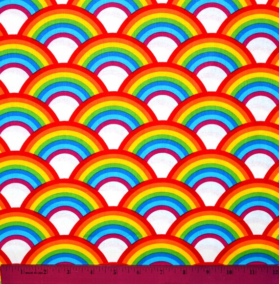 BRIGHT RAINBOW FABRIC Sold by the Half Yard for Sewing | Etsy