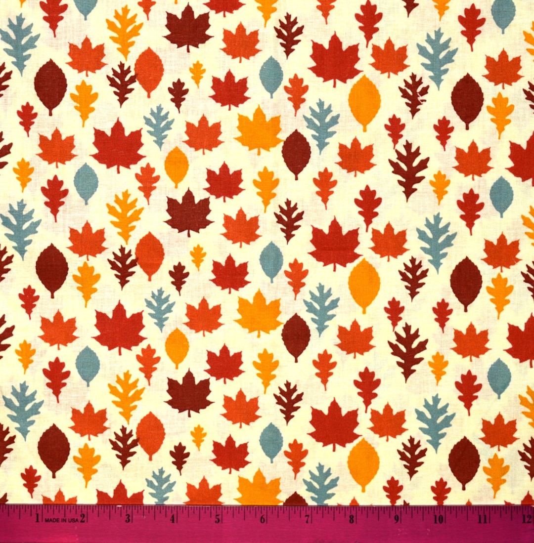 FALL LEAVES FABRIC | Sold by the Half Yard! | Continuous Cut! | 100% ...