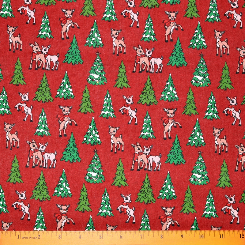 Cotton Reindeer Fabric - Etsy