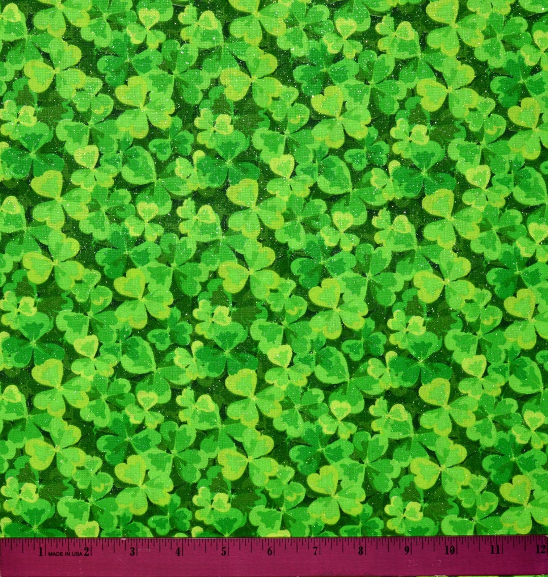 GREEN SHAMROCK FABRIC | Sparkles! | Sold by the Half Yard! Continuous ...