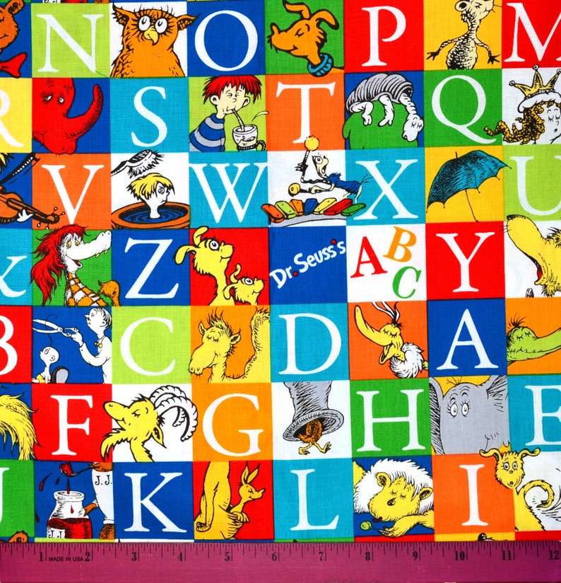 Dr. SEUSS ALPHABET FABRIC Sold by the Half Yard for | Etsy