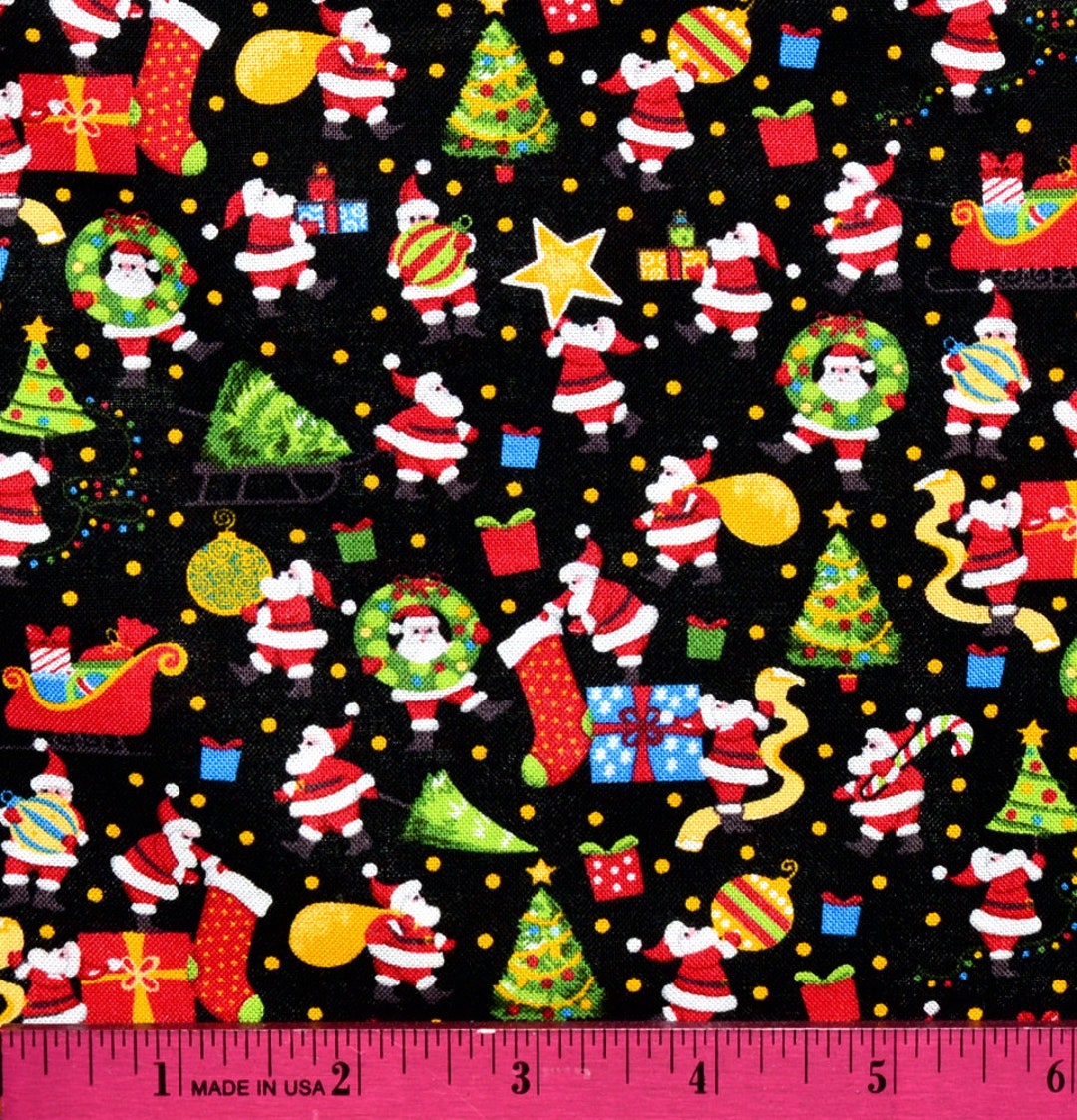 Sale!! CHRISTMAS SANTA FABRIC | Sold by the Half Yard! | Continuous Cut ...