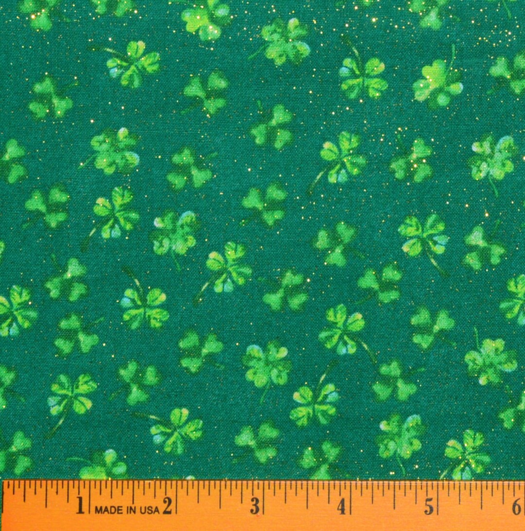 GREEN SHAMROCK FABRIC | Sparkles! | Sold by the Half Yard! Continuous ...