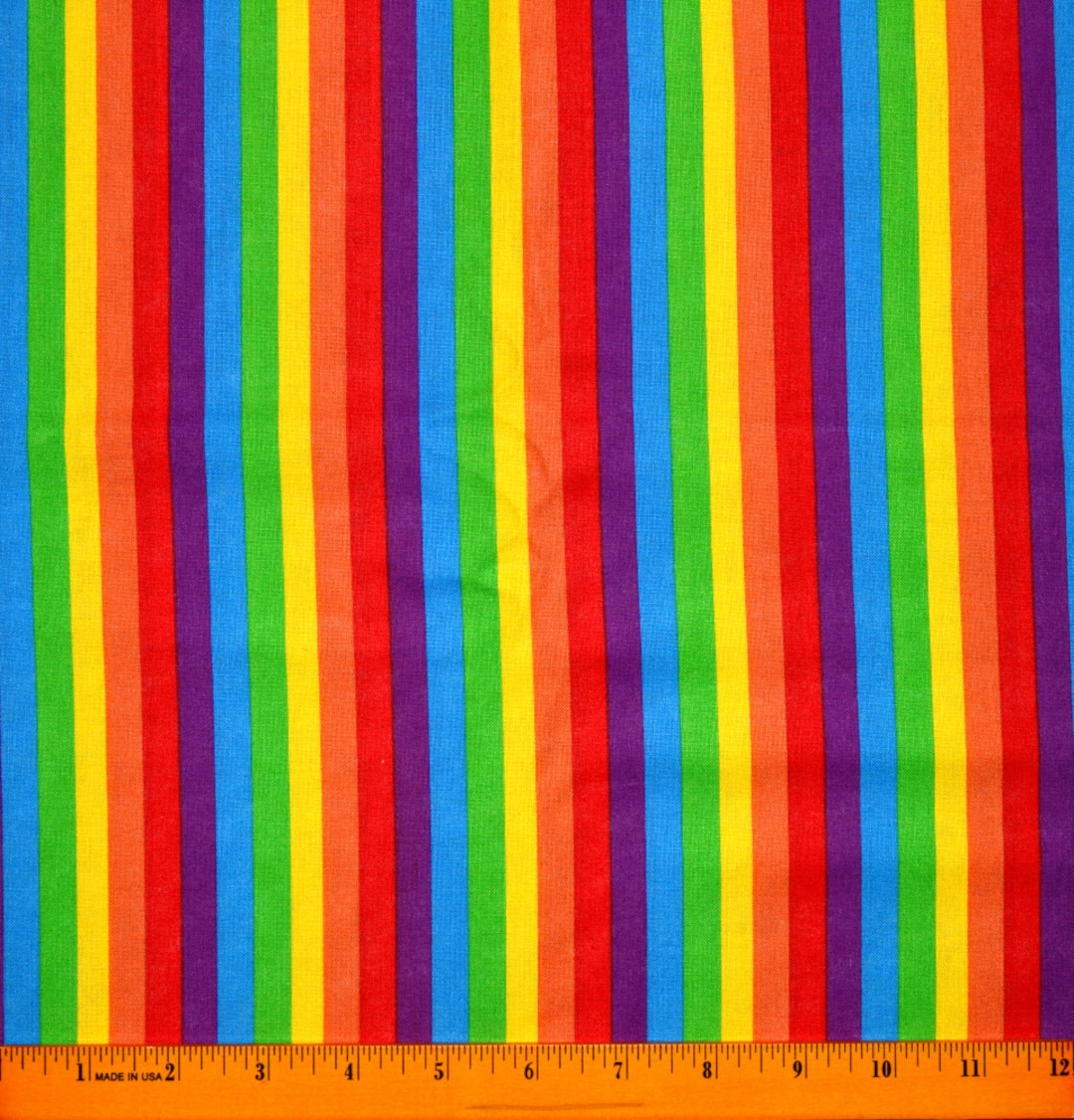RAINBOW STRIPES FABRIC | Sold by the Half Yard! | Continuous Cut! | 100 ...
