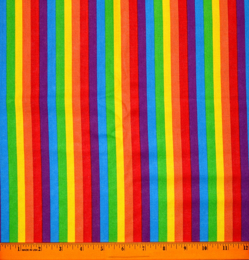 RAINBOW STRIPES FABRIC | Sold by the Half Yard! | Continuous Cut! | 100 ...