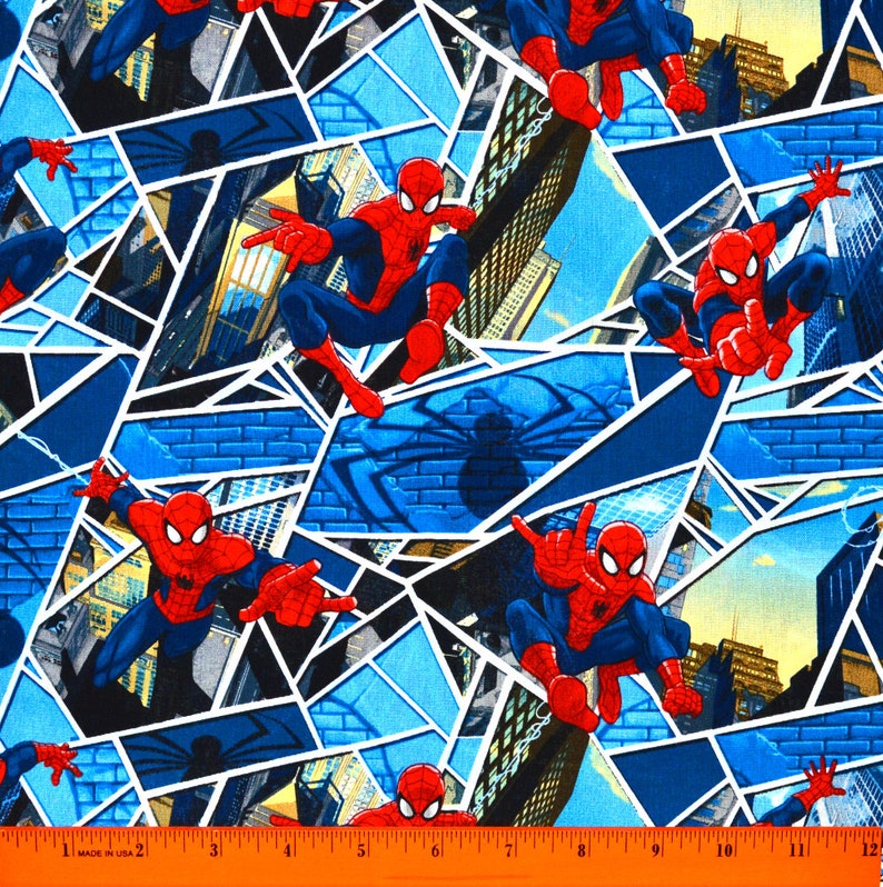 SPIDER-MAN FABRIC Sold by the Half Yard for Sewing | Etsy
